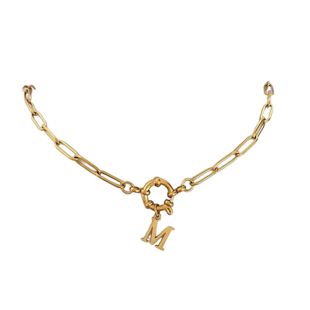 Paperclip Chain Necklace with Initial Charm – Overdressed