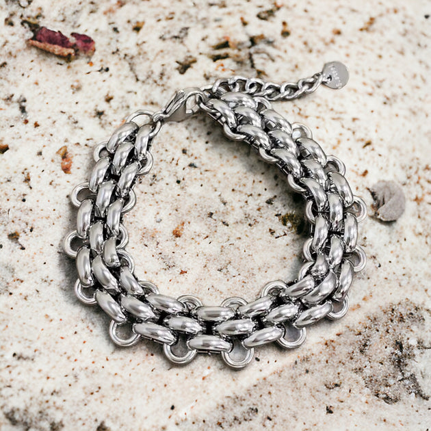 ‘Betsy’ - Basket Weave Chain Bracelet in Gold or Silver – Overdressed