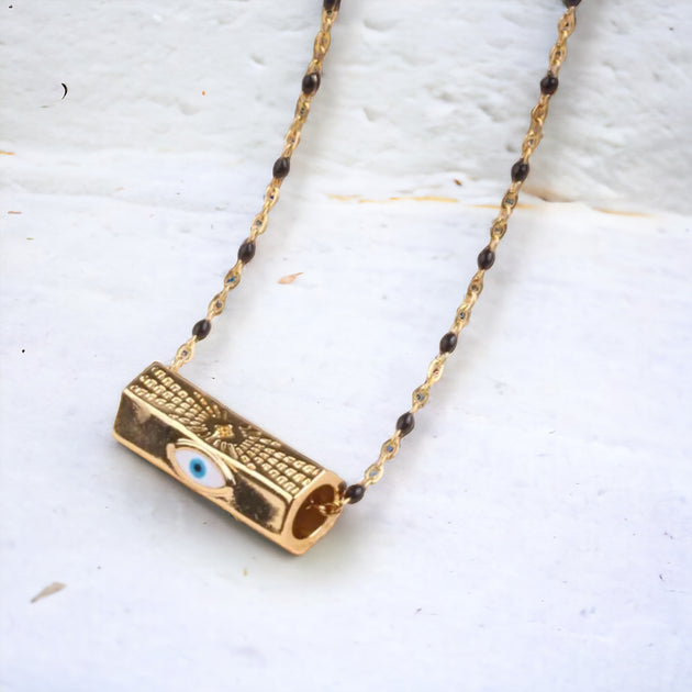 ‘Azra Eye Love’ - Boho Barrel Necklace – Overdressed