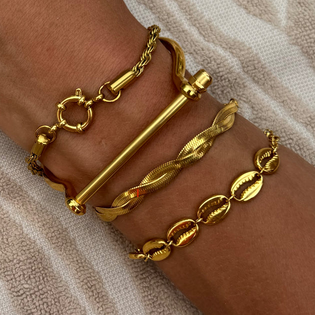 Gold Rope Bracelet with Anchor Fastening (2 widths) – Overdressed