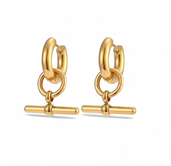 Gold T Bar Hoop Earrings – Overdressed